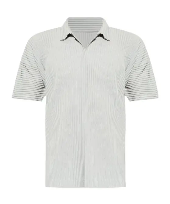 Issey Miyake Plissé-effect Polo Shirt - Grey