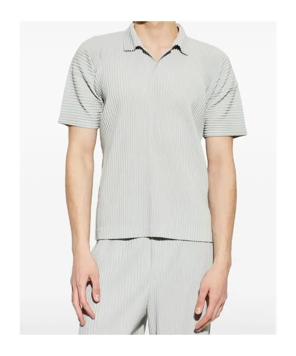 Issey Miyake Plissé-effect Polo Shirt - Grey