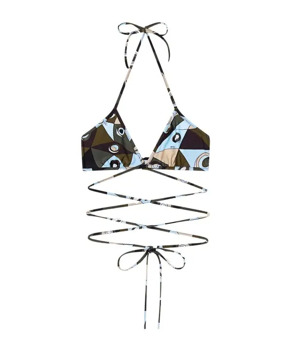 Emilio Pucci Occhi" Wrap Triangle Bikini Top - Black