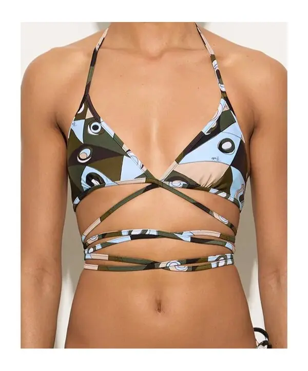 Emilio Pucci Occhi" Wrap Triangle Bikini Top - Black
