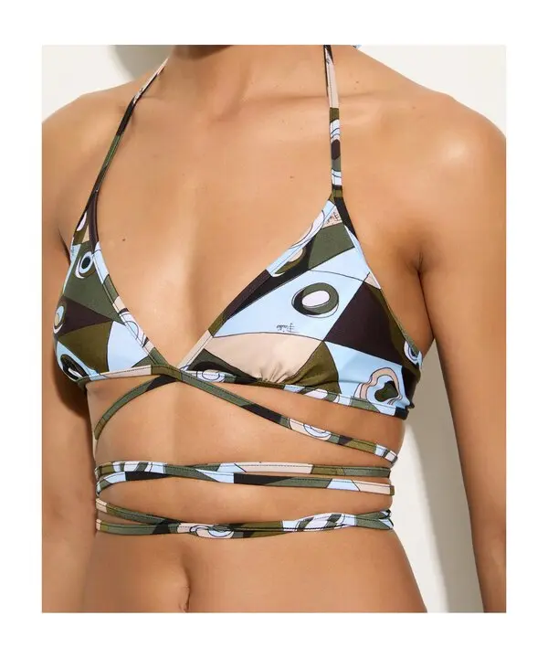 Emilio Pucci Occhi" Wrap Triangle Bikini Top - Black
