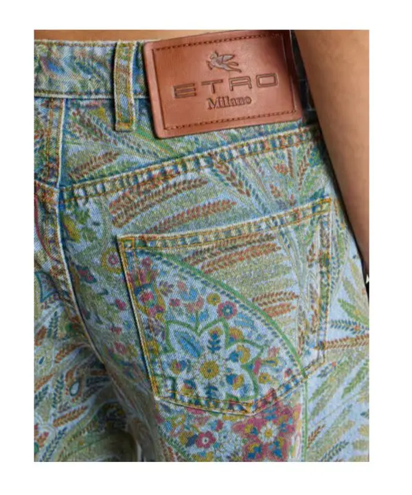 Etro Paisley Print Jeans - Light Blue