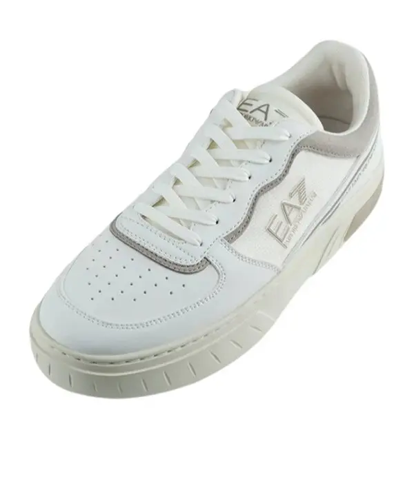 Emporio Armani Round Toe Lace-up Sneakers - White
