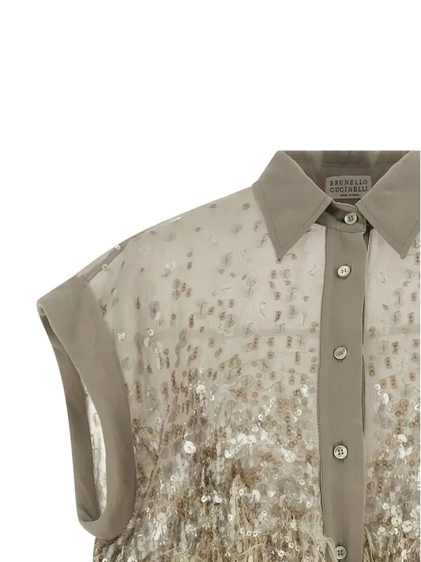 Brunello Cucinelli Sequin And Fringe Embellished Sleeveless Top