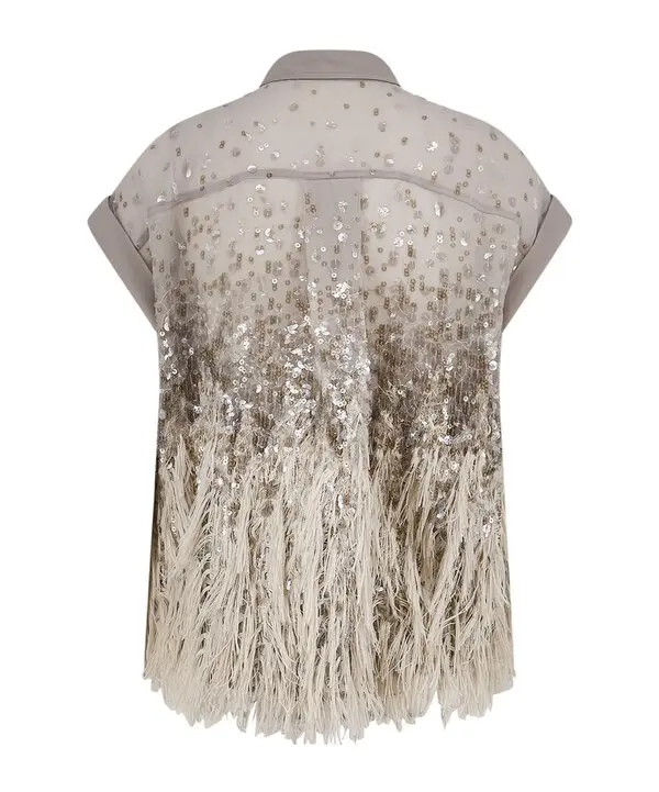 Brunello Cucinelli Sequin And Fringe Embellished Sleeveless Top