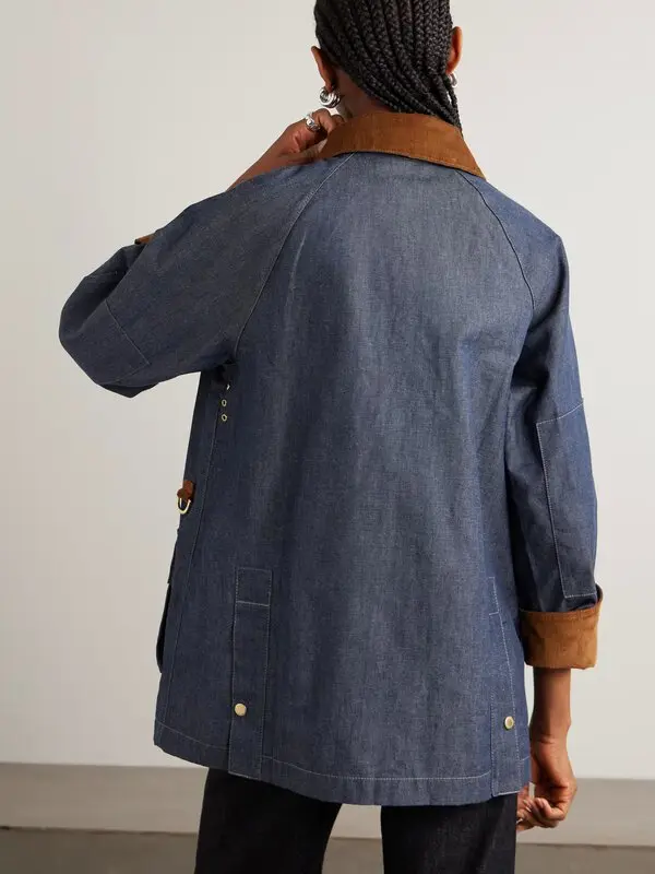 Barbour Denim Jacket With Corduroy Collar And Cuffs - Indigo