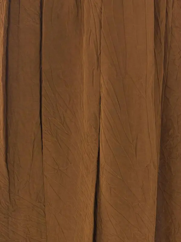 UMA WANG Elastic Waist Pleated Skirt - Brown