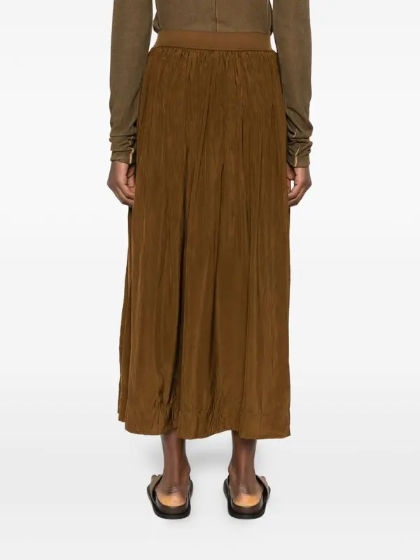 UMA WANG Elastic Waist Pleated Skirt - Brown
