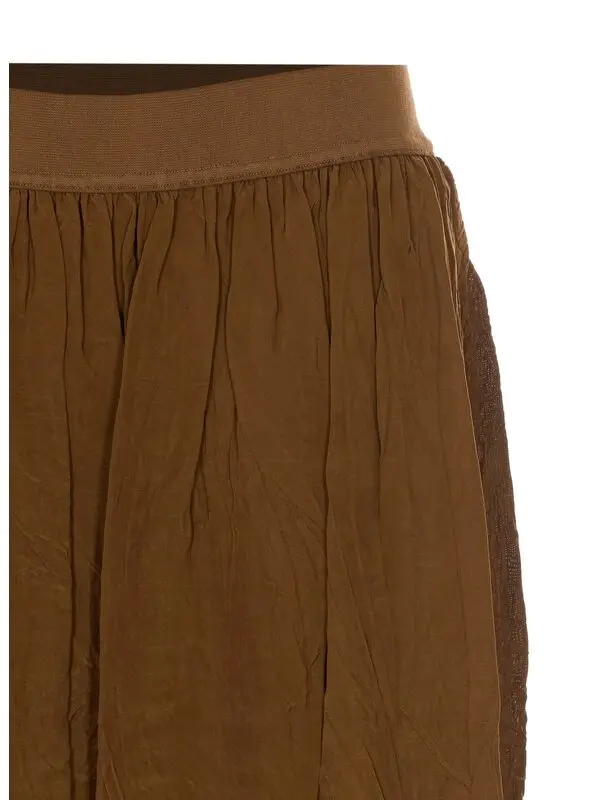 UMA WANG Elastic Waist Pleated Skirt - Brown