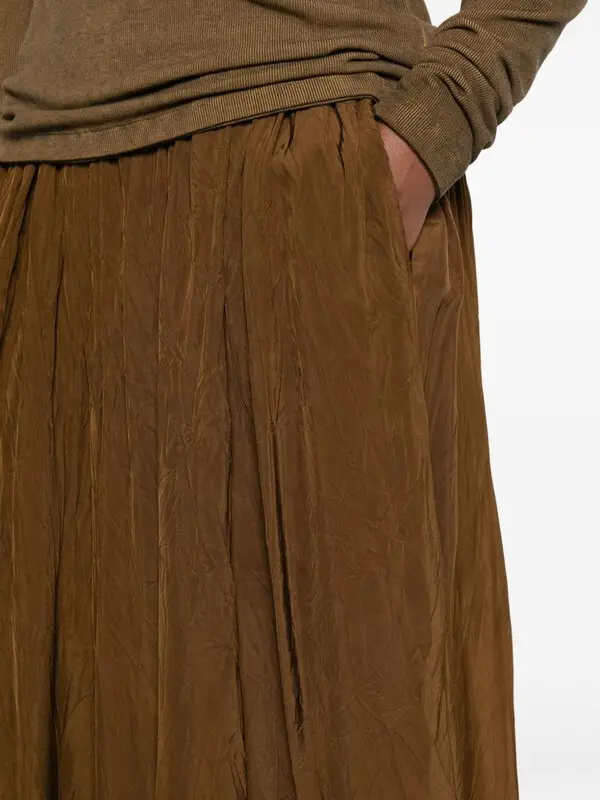 UMA WANG Elastic Waist Pleated Skirt - Brown