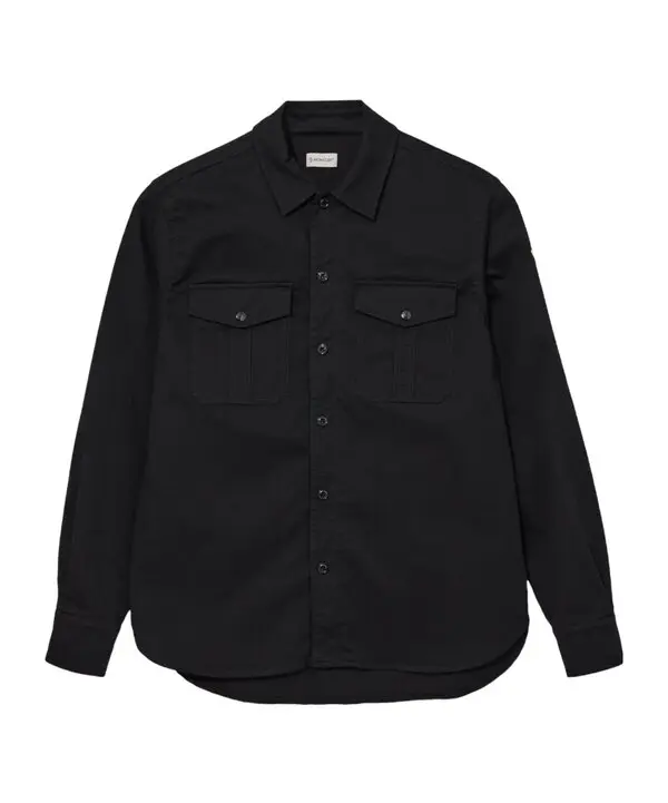 Moncler Logo Patch Gabardine Pocket Overshirt - Black