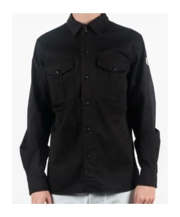 Moncler Logo Patch Gabardine Pocket Overshirt - Black