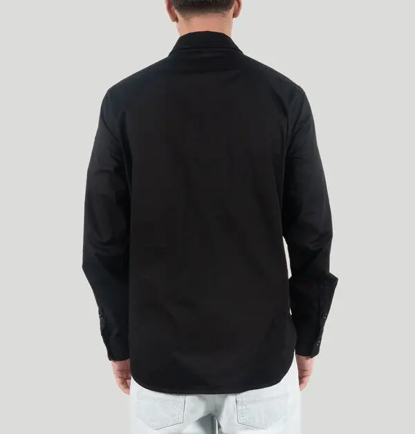 Moncler Logo Patch Gabardine Pocket Overshirt - Black