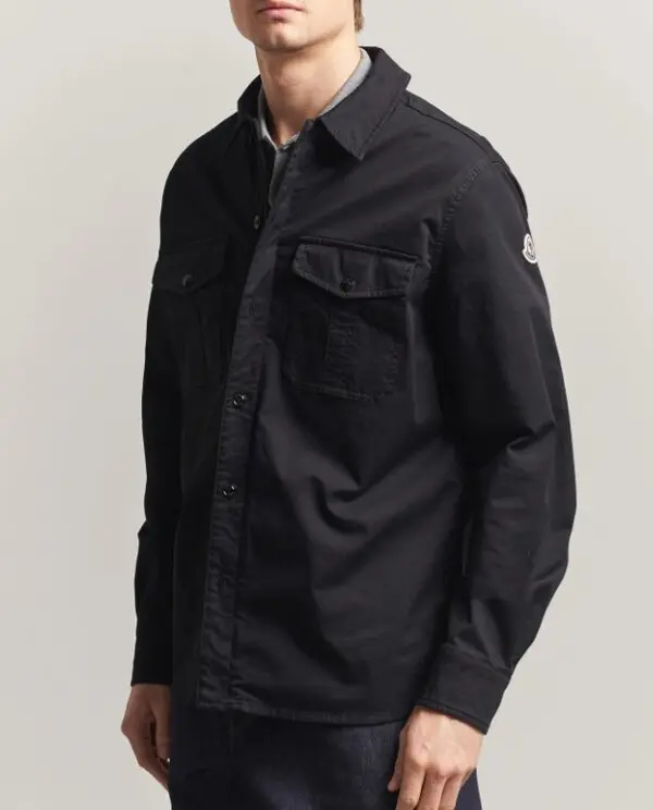 Moncler Logo Patch Gabardine Pocket Overshirt - Black