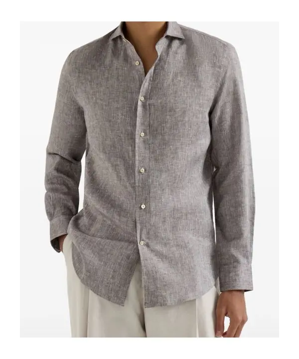 Brunello Cucinelli Buttoned Long-sleeved Shirt - Gray