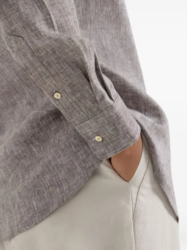 Brunello Cucinelli Buttoned Long-sleeved Shirt - Gray