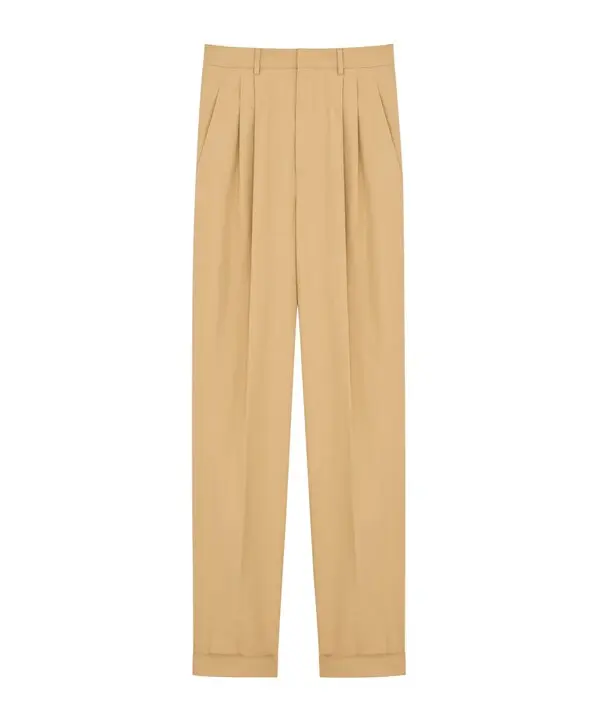 Saint Laurent High Waist Slim-fit Trousers - Light Brown