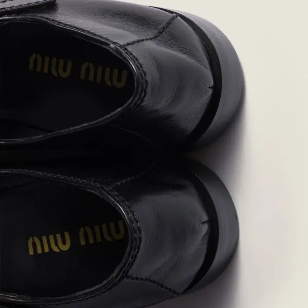 Miu Miu Leather Loafers With Strap Detailing - Black