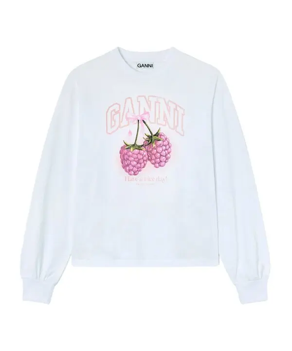 GANNI Graphic Long-sleeve Sweatshirt - White