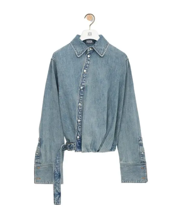 Loewe Draped Denim Shirt - Washed Denim