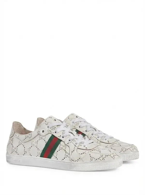 Gucci Perforated Monogram Low-top Sneakers - White