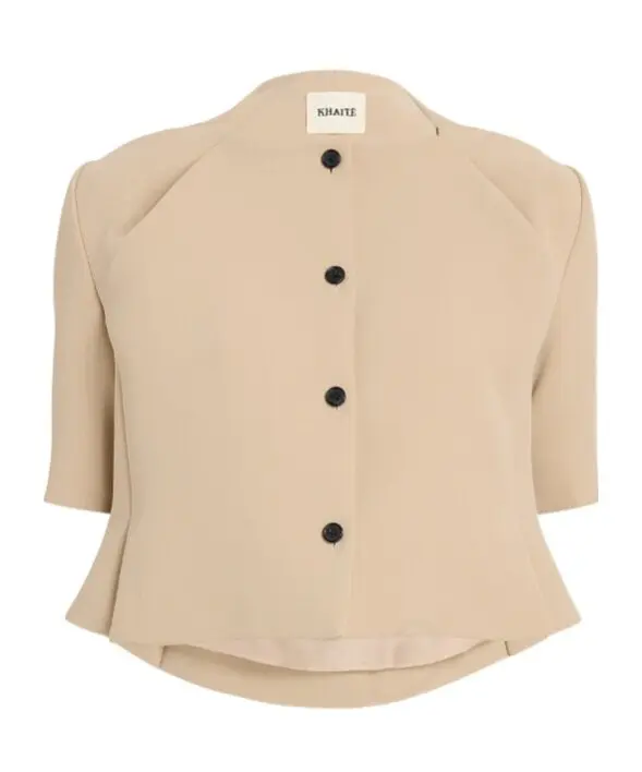 Khaite Franc Peplum Jacket - Tea Stain