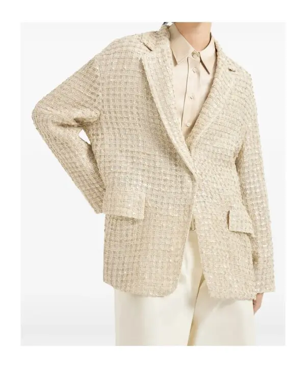 Brunello Cucinelli Dazzling Net Embroidery Blazer