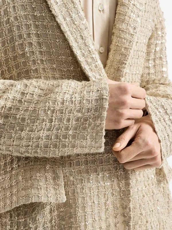 Brunello Cucinelli Dazzling Net Embroidery Blazer