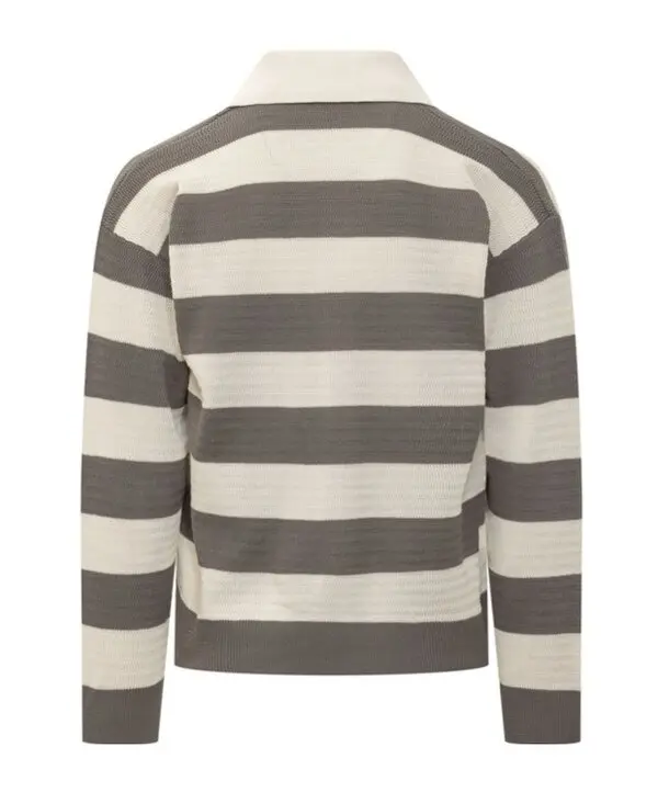 AMI Paris Striped Cardigan With Embroidered Logo
