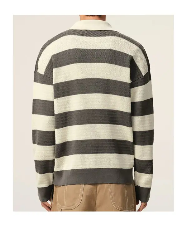 AMI Paris Striped Cardigan With Embroidered Logo