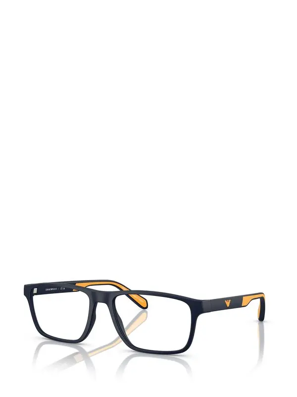 Emporio Armani Matte Effect Rectangular Frame Full Rim Eyeglasses