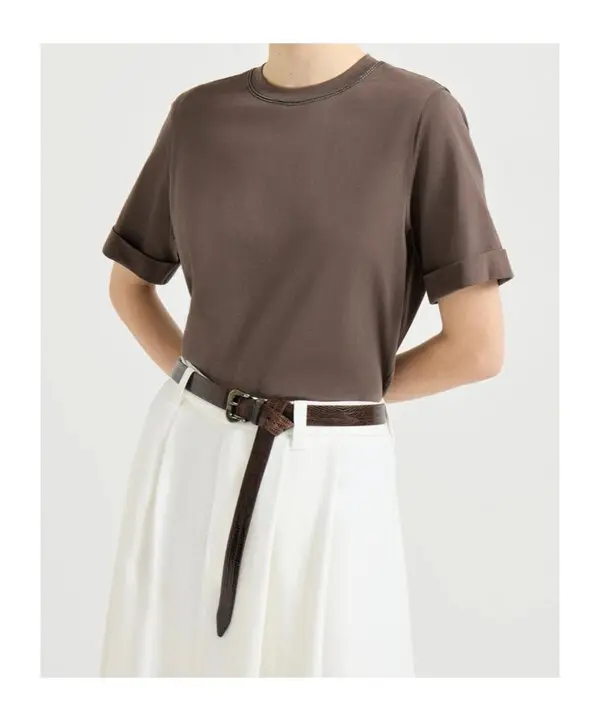 Brunello Cucinelli Shiny Trim Jersey T-shirt