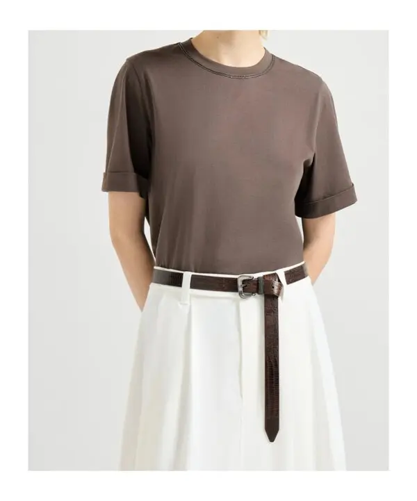 Brunello Cucinelli Shiny Trim Jersey T-shirt
