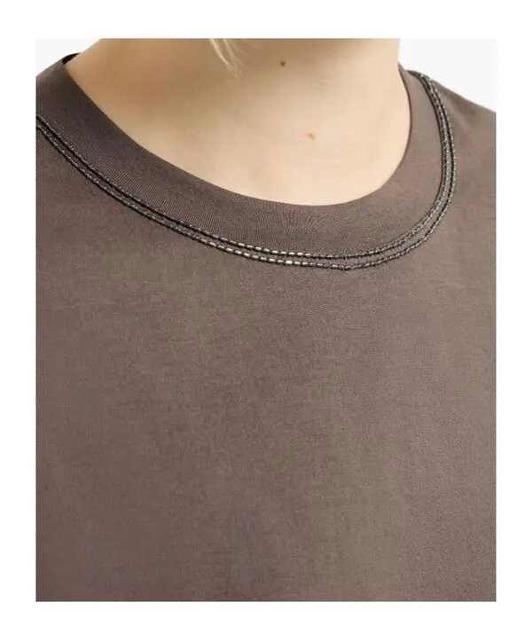 Brunello Cucinelli Shiny Trim Jersey T-shirt