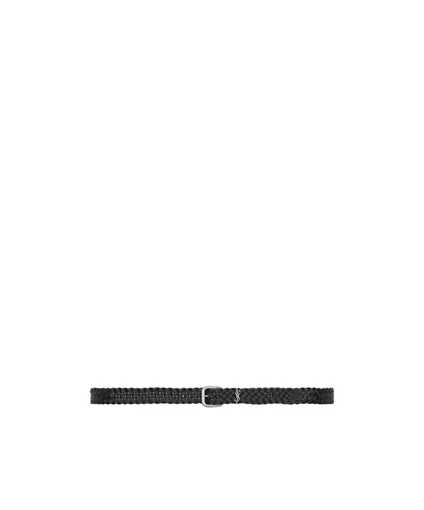 Saint Laurent Cassandre Rectangular Buckle Belt - Black