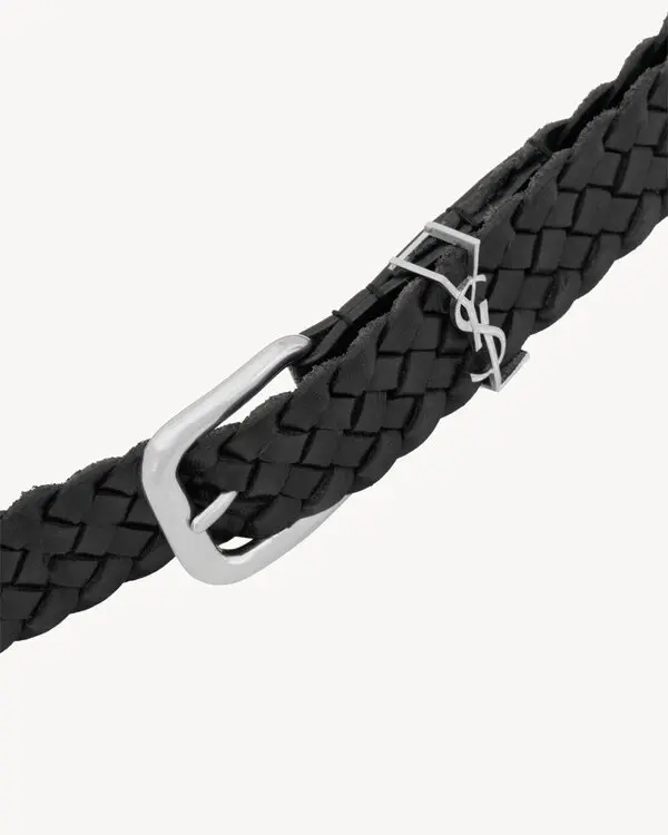 Saint Laurent Cassandre Rectangular Buckle Belt - Black