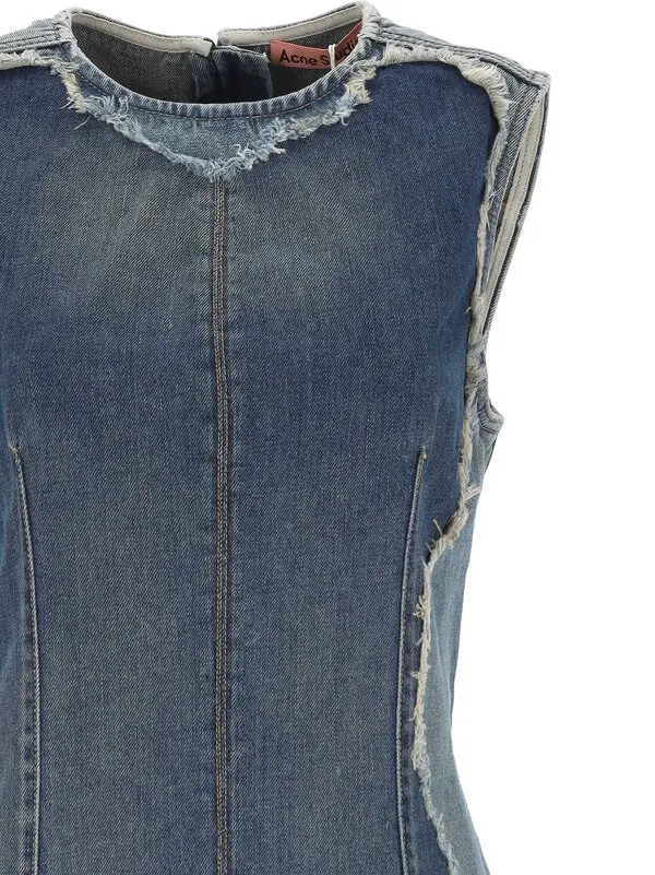 Acne Studios Raw Cut Edge Denim Mini Dress