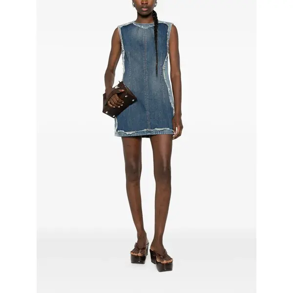 Acne Studios Raw Cut Edge Denim Mini Dress - Blue