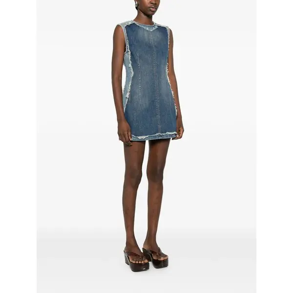 Acne Studios Raw Cut Edge Denim Mini Dress - Blue
