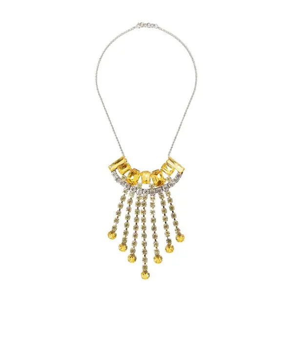 Dries Van Noten Strass Fringed Necklace - Light Yellow
