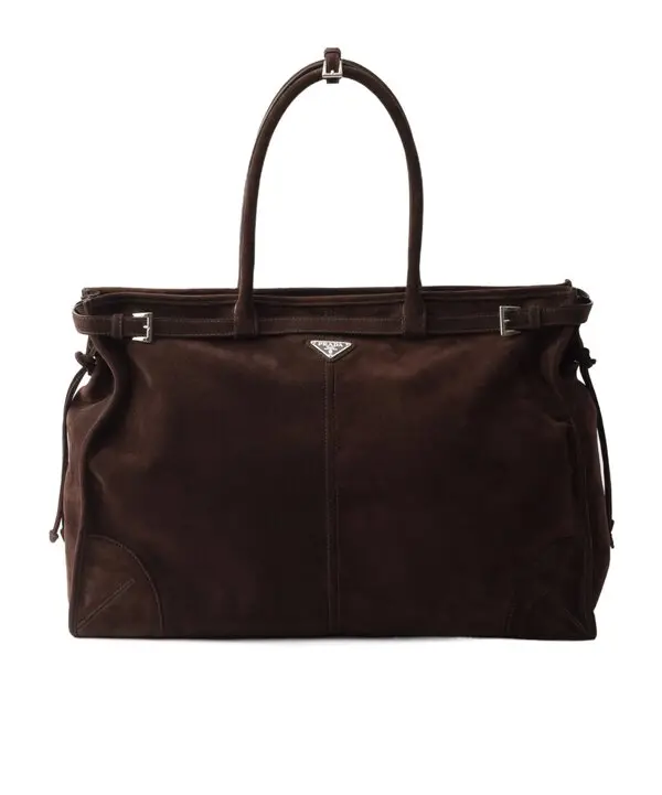 Prada Bonnie Suede Tote Bag - Brown