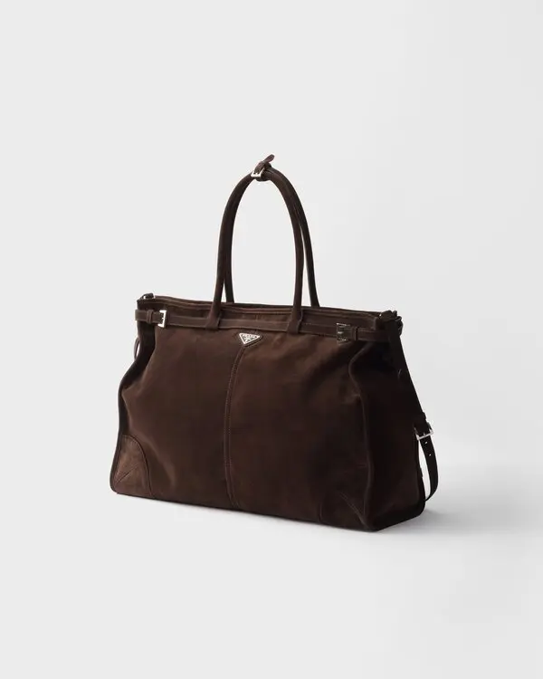 Prada Bonnie Suede Tote Bag - Brown