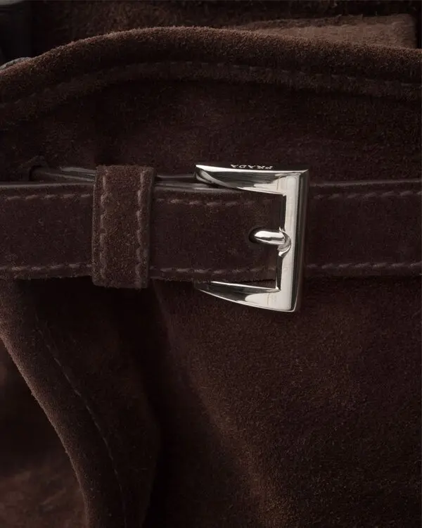 Prada Bonnie Suede Tote Bag - Brown