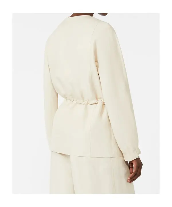 Max Mara Linen And Silk Blend Drawstring Waist Jacket - Light Neutral Color