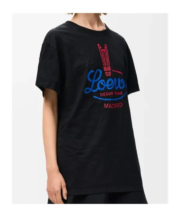 Loewe Graphic Print Crewneck T-shirt - Black