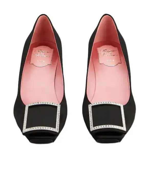 ROGER VIVIER Trompette Satin Pumps With Crystal Buckle - Black