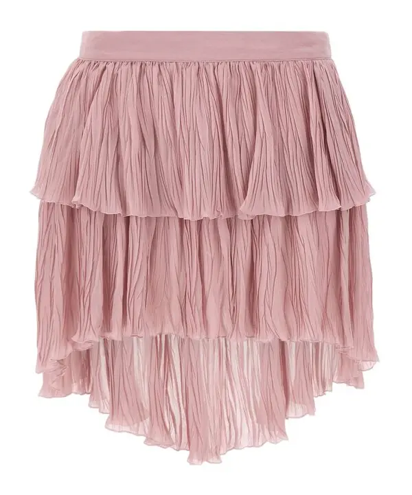 Blumarine Tiered Asymmetric Pleated Skirt - Pink