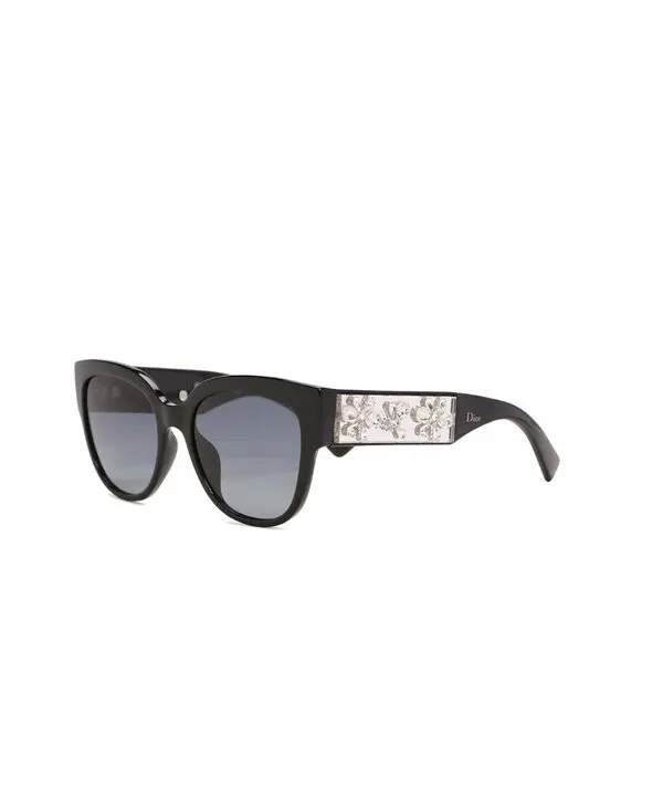Dior Black And Silver Logo Detail Sunglasses