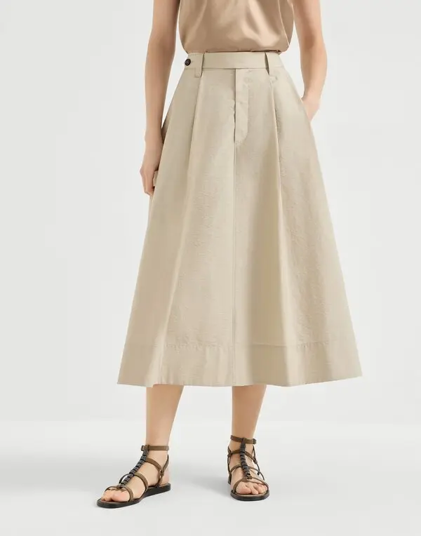 Brunello Cucinelli Poplin Sartorial Skirt - Beige