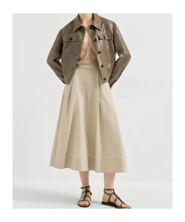 Brunello Cucinelli Poplin Sartorial Skirt - Beige